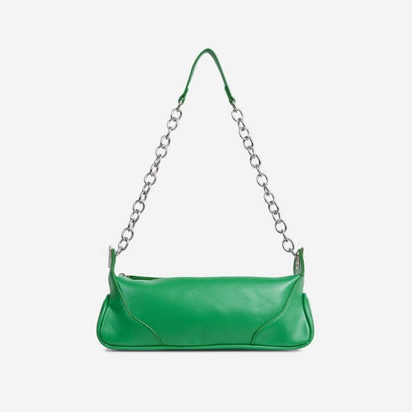 EGO | Bags | Ego Chain Strap Baguette Shaped Shoulder Bag In Green Faux ...
